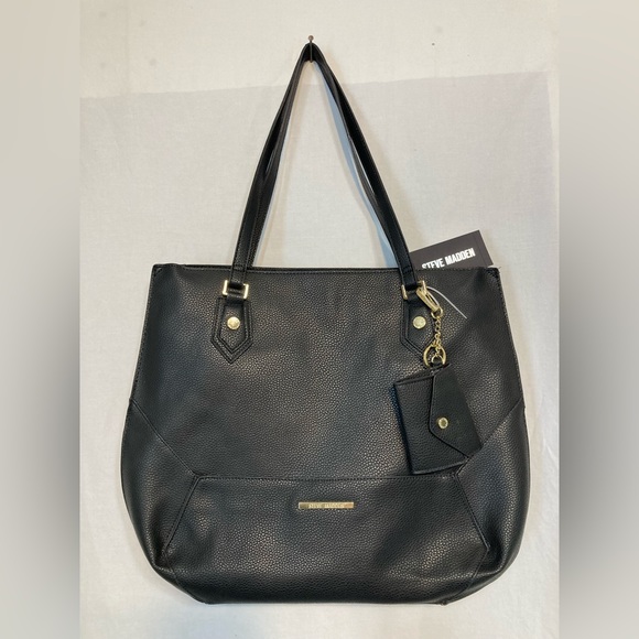 Steve Madden | Bags | Steve Madden Black Tote Shoulder Book Bag W ...